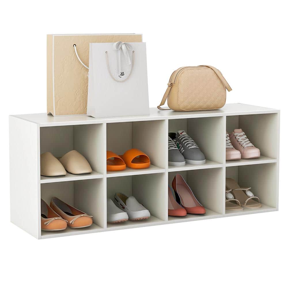 Costway 16 in. H x 40 in. W White Composite Shoe Storage Bench ...