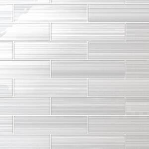 Bodesi Hand Painted Rectangular 3 in. x 12 in. Neutral Gray 30 Glass ...