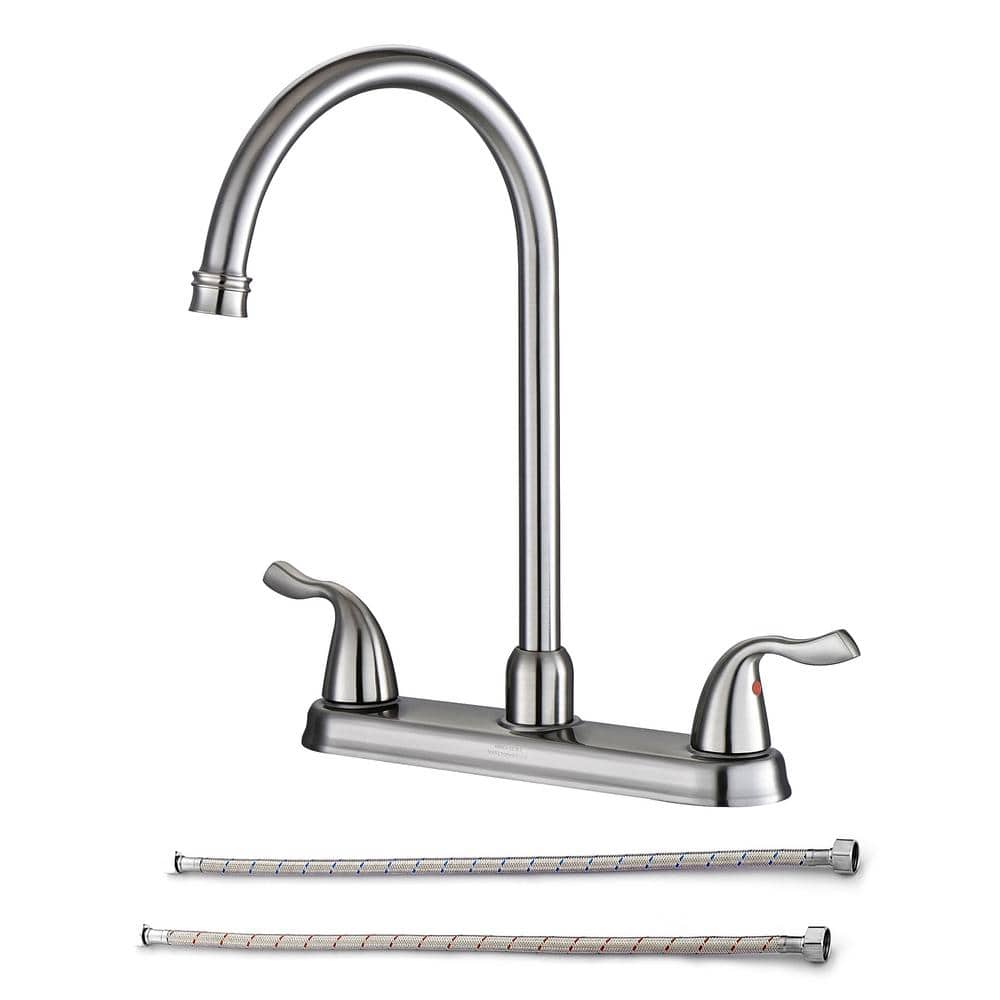 Logmey Kitchen Sink Faucet 2-Handle Standard Kitchen Faucet with High ...