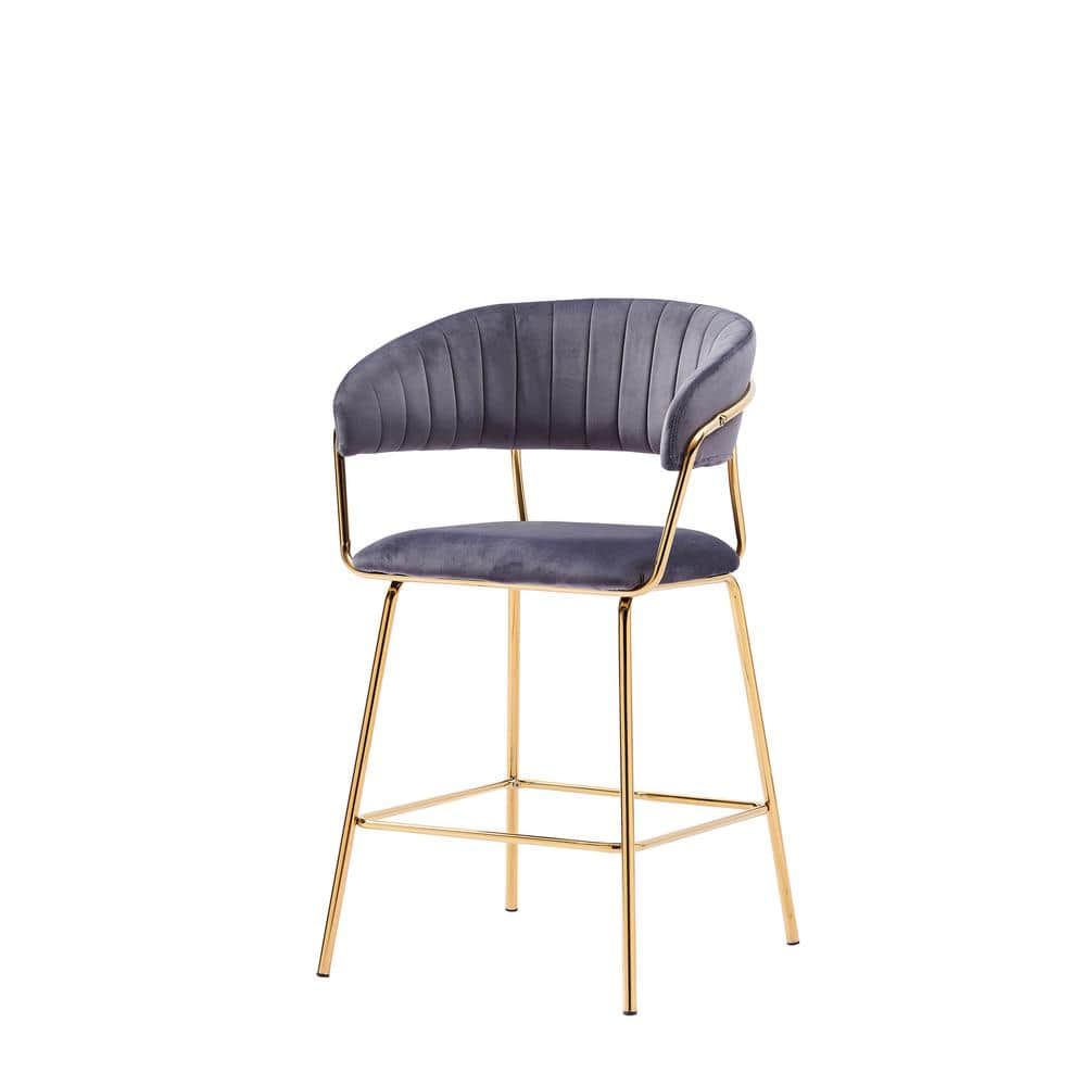 Best Master Furniture Tristan Gold Plated with Gray Velour Counter ...