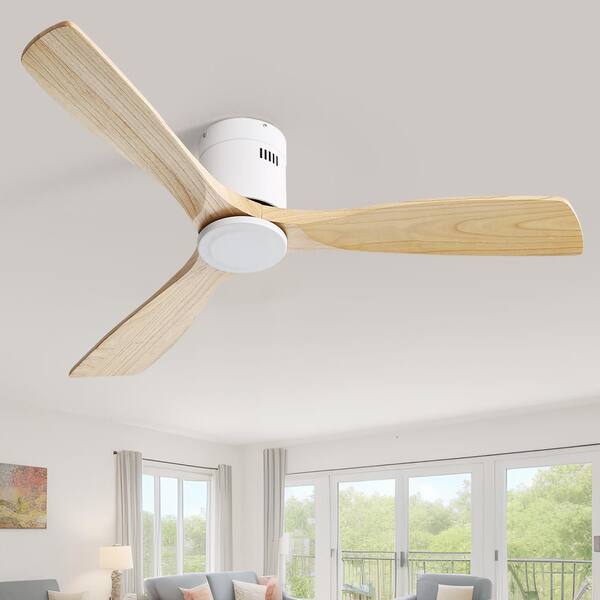 Sofucor 52 in. Smart Standard Indoor/Outdoor Wood Blades White Flush ...