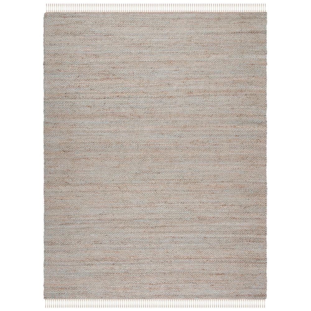 SAFAVIEH Natural Fiber Beige/Teal 8 ft. x 10 ft. Woven Thread Area Rug ...