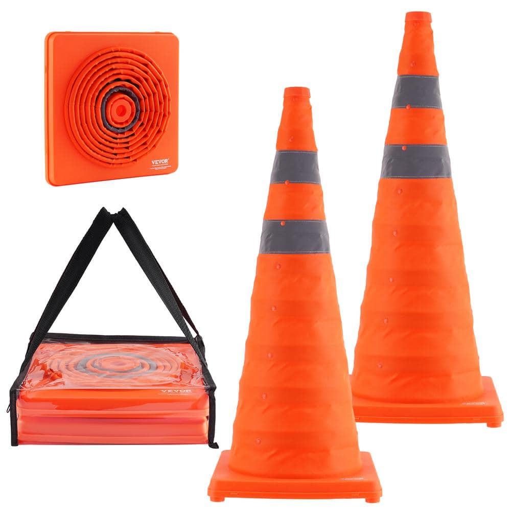 VEVOR Traffic Safety Cones, 28 in. Collapsible Traffic Cones, PVC ...
