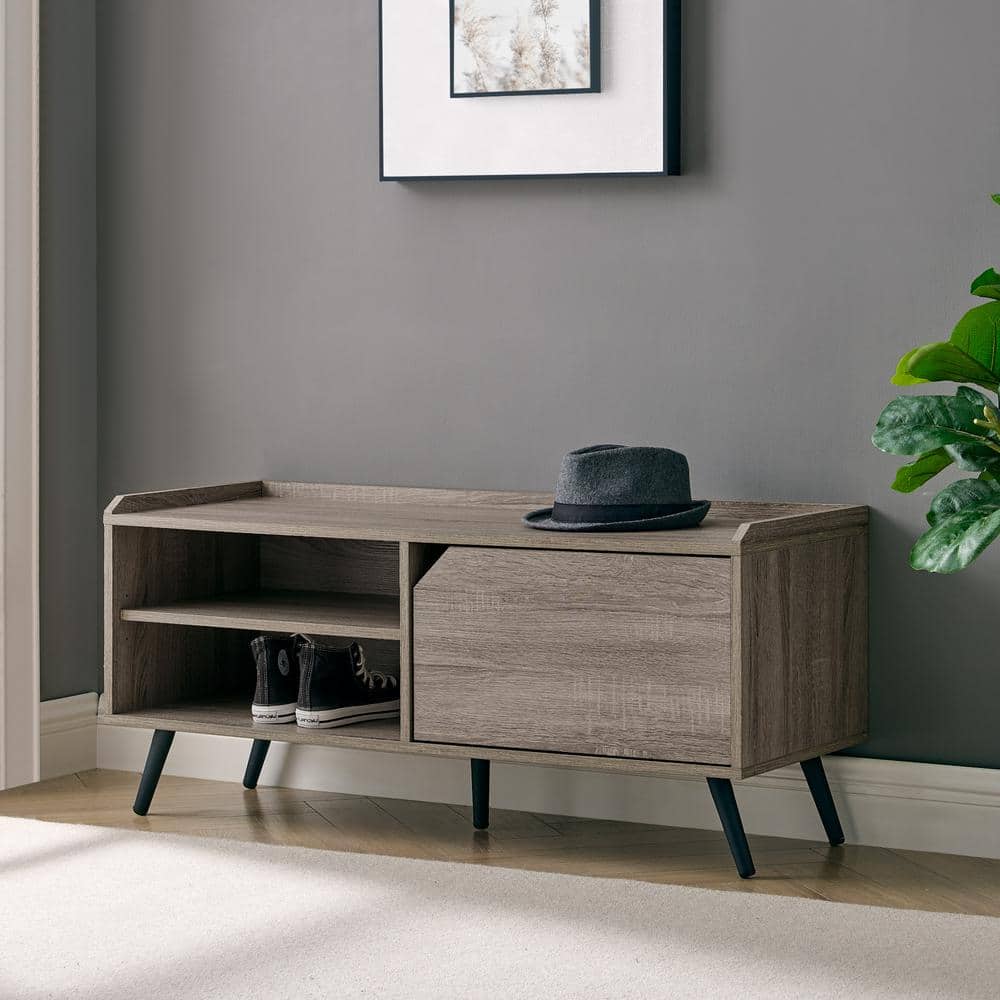 Welwick Designs 42 in. Wide Driftwood and Metal Leg Modern Entryway ...