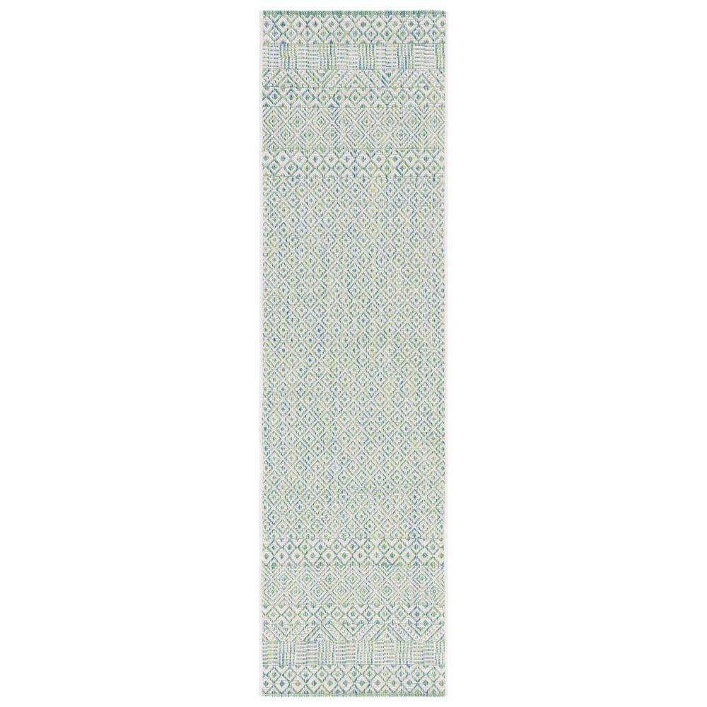 SAFAVIEH Courtyard Ivory/Green 2 ft. x 7 ft. Geometric Diamond Indoor ...