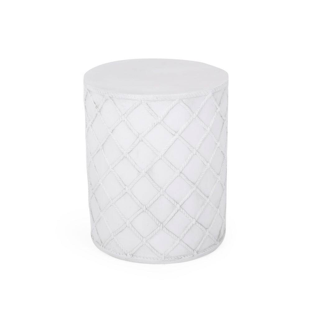 15.25 in. W x 15.25 in. D x 18.25 in. H Antique White Concrete End ...
