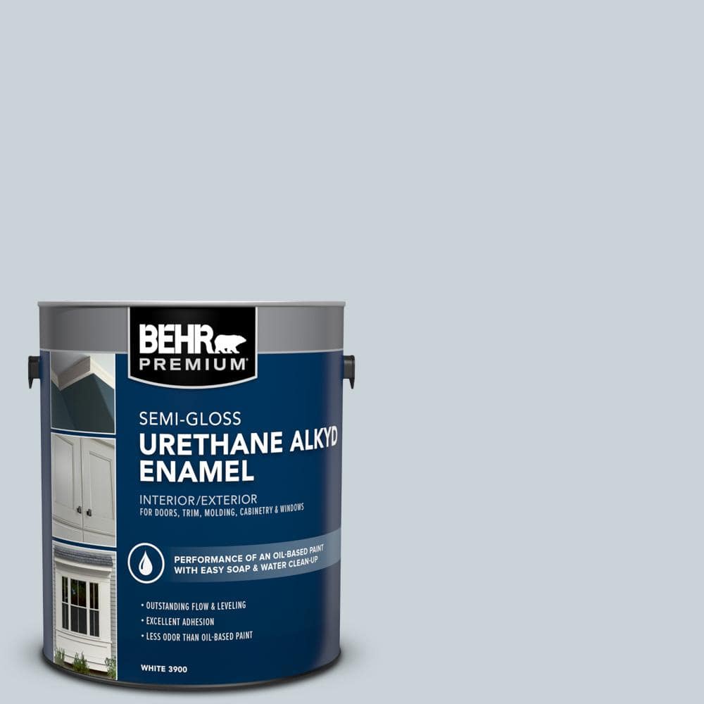 BEHR PREMIUM 1 gal. #N480-1 Light Drizzle Urethane Alkyd Semi-Gloss ...