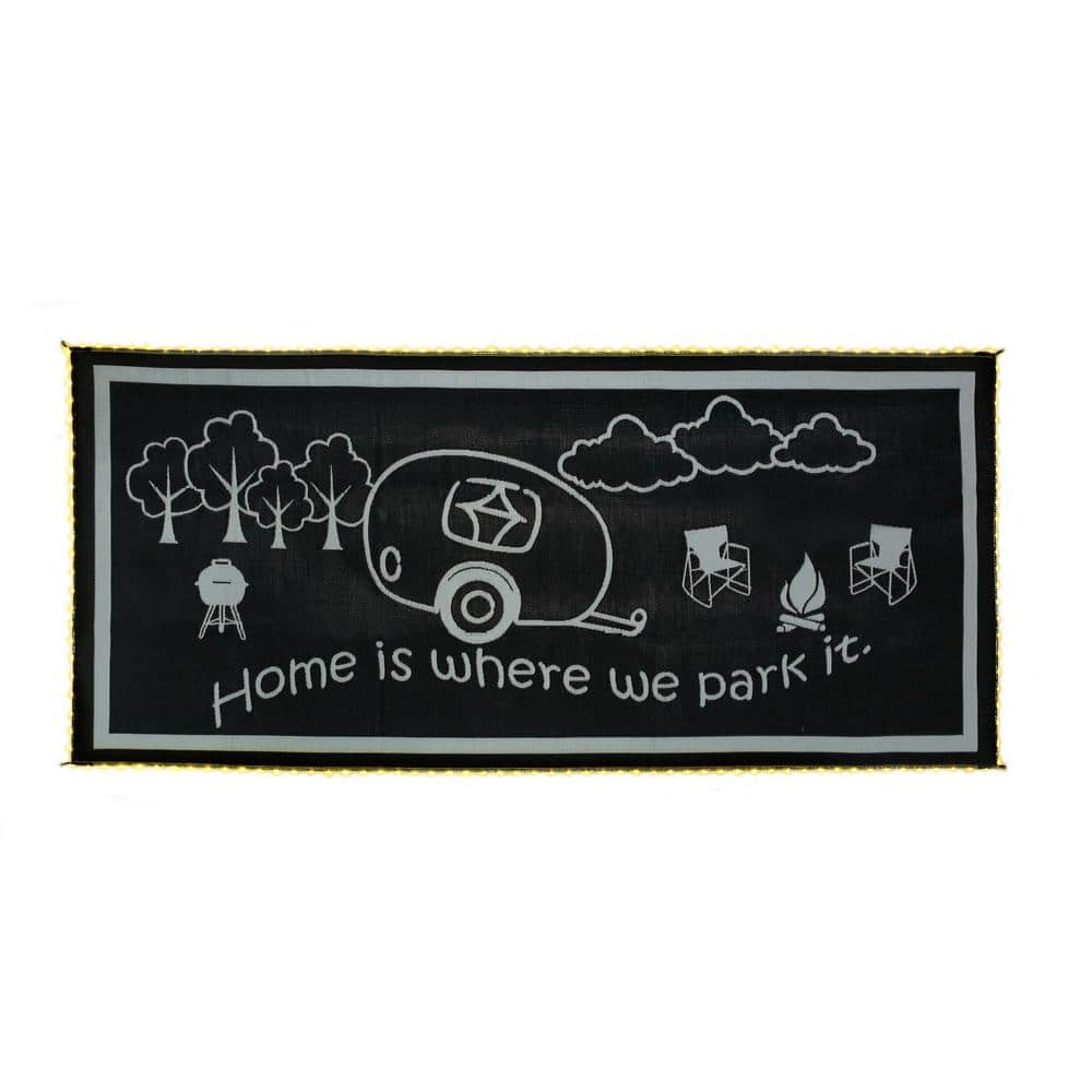 Stylish Camping LED Illuminated Black/White 8 ft. x 18 ft. Patio/RV ...