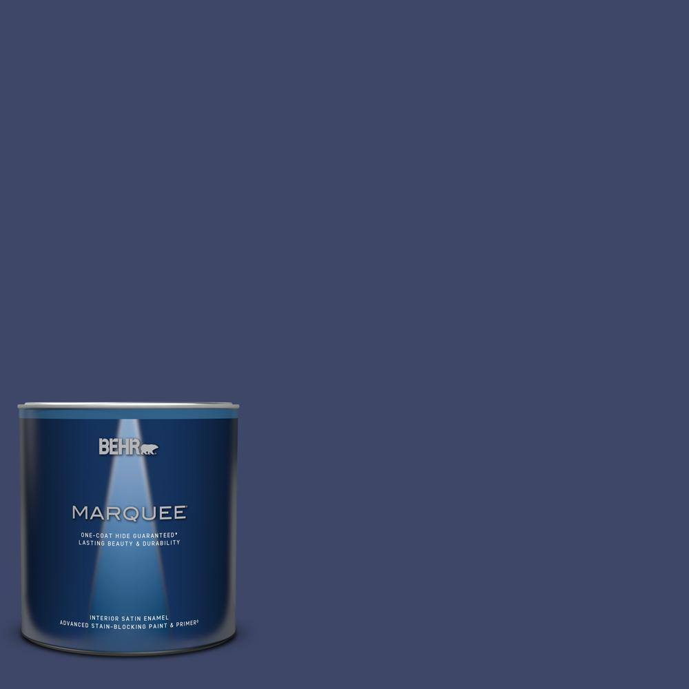 BEHR MARQUEE 1 qt. #S-H-620 Midnight Sky Satin Enamel Interior Paint ...