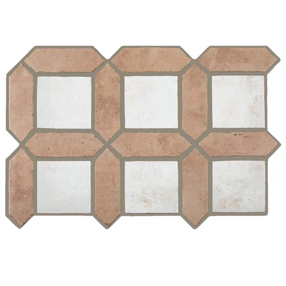 Merola Tile Picket Arenta Cotto with White Square 7 in. x 8 in ...