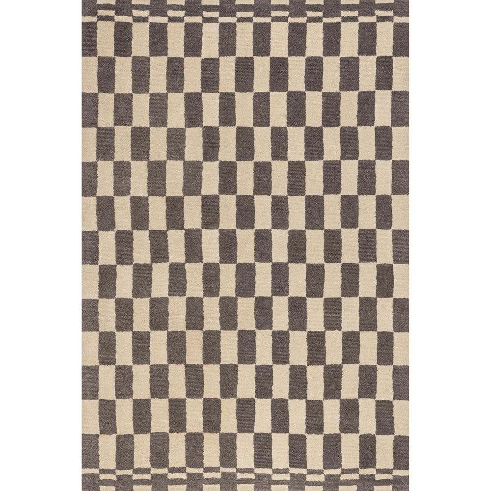 RUGS USA Kia Checkerboard Wool Grey 10 ft. x 14 ft. Indoor/Outdoor ...
