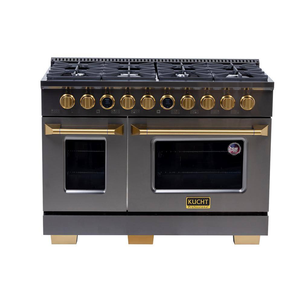 Kucht 48 in. 8-Burners Double Oven Dual Fuel Range Propane Gas in ...