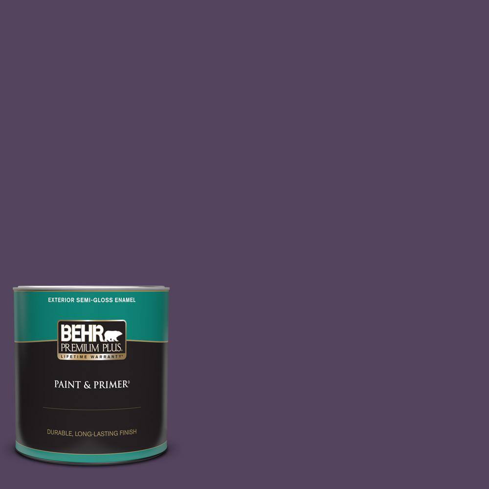 BEHR PREMIUM PLUS 1 qt. #S-H-670 Plum Semi-Gloss Enamel Exterior Paint ...