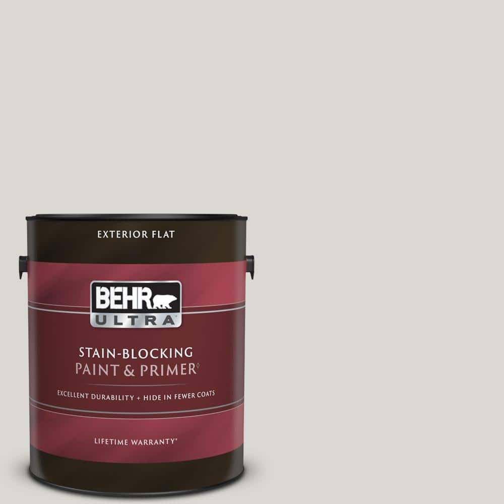 BEHR ULTRA 1 gal. #N360-1 Seagull Gray Flat Exterior Paint & Primer ...