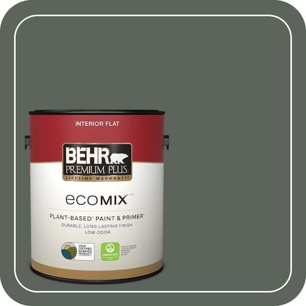 BEHR PREMIUM PLUS 1 gal. #PPF-45 Woodland Moss Flat EcoMix Plant-Based ...