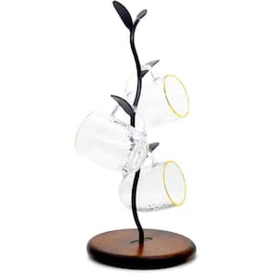 Numhew 3-Pack 17 in. Black Wall Mounted Mug Holder with 15 Mug Hooks ...