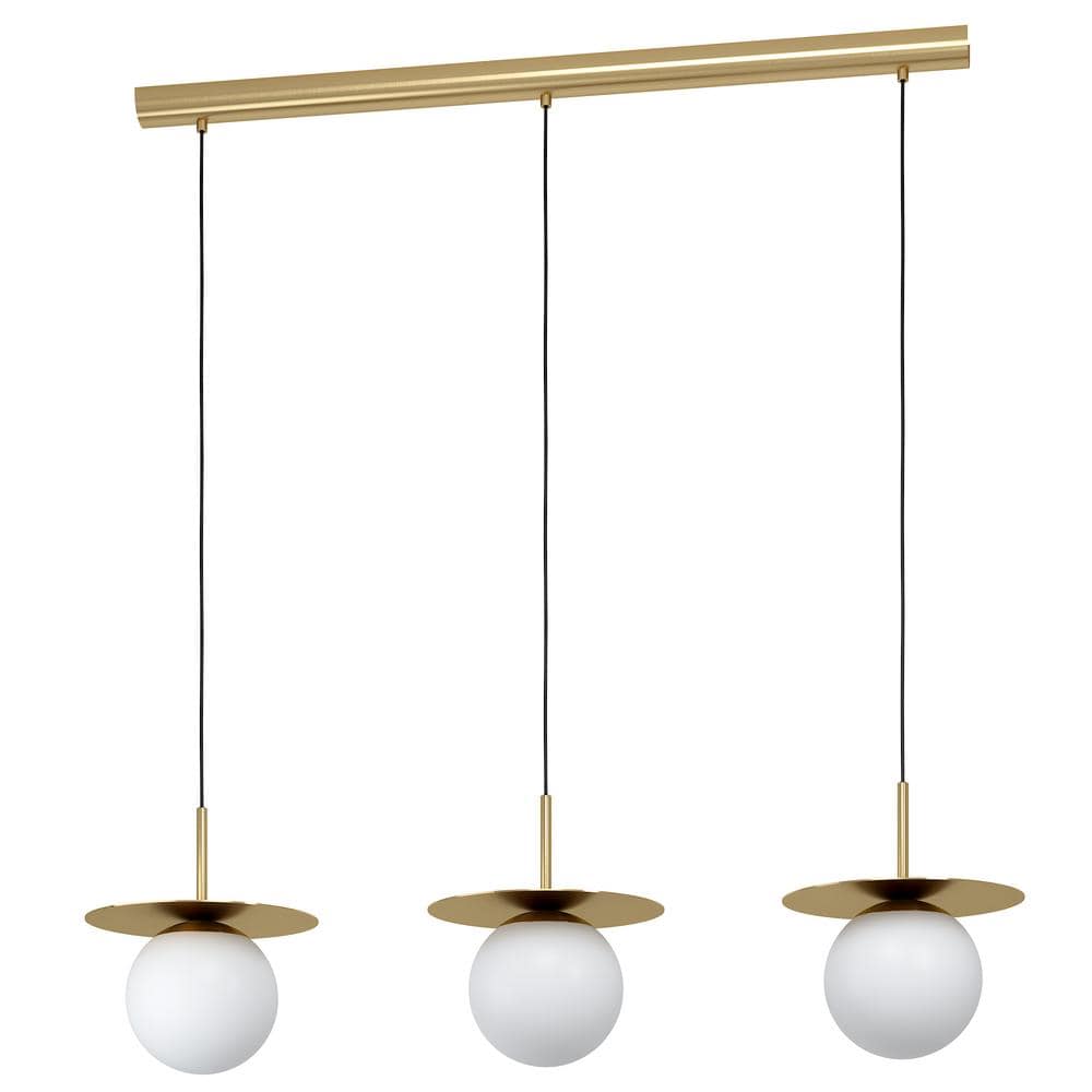 Eglo Arenales 40 in. W x 86 in. H 3-light Brushed Brass Linear Pendant ...