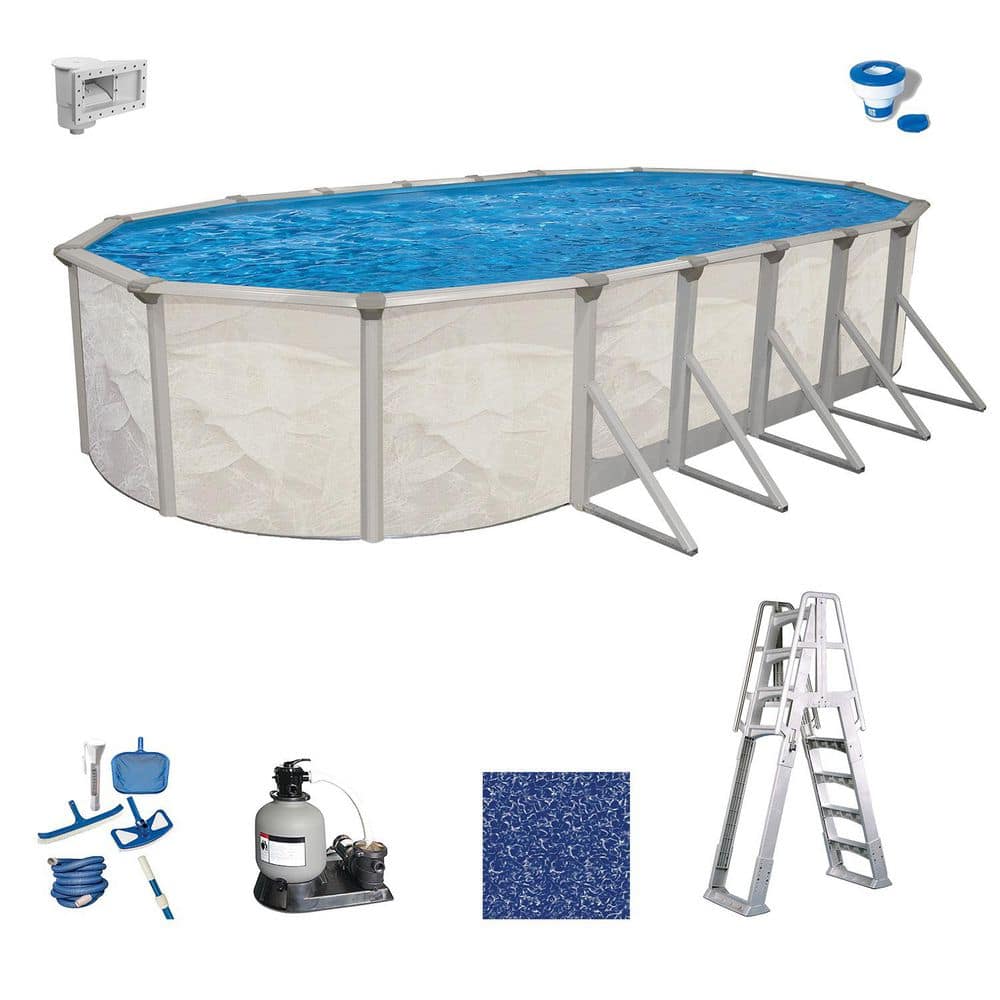 AQUARIAN Independence 16 ft. x 32 ft. Oval 52 in. Deep Hard Sided Above ...