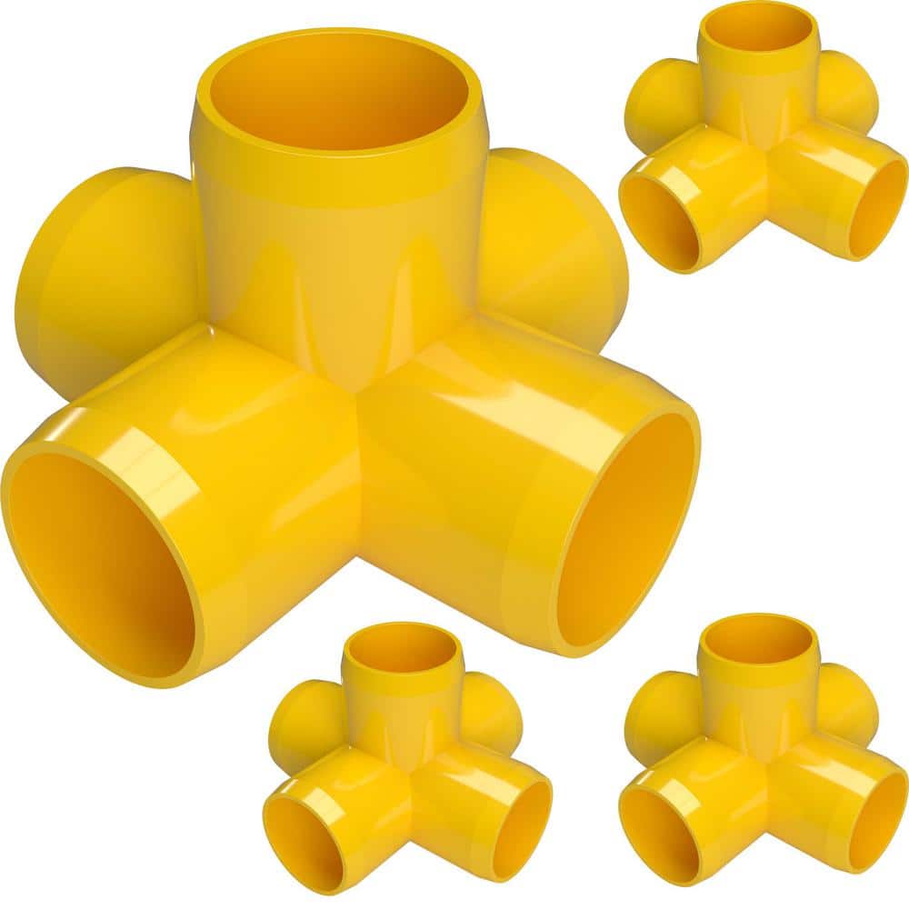 Formufit 1-1/4 in. Furniture Grade PVC 5-Way Cross in Yellow (4-Pack ...