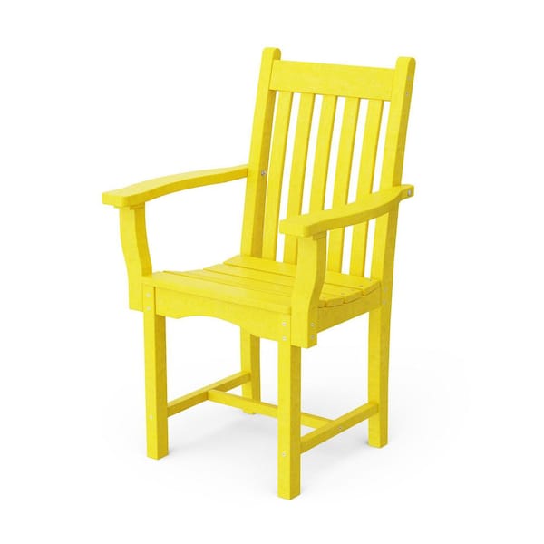 Wildridge Classic Lemon Yellow HDPE Plastic Outdoor Dining Arm Chair ...