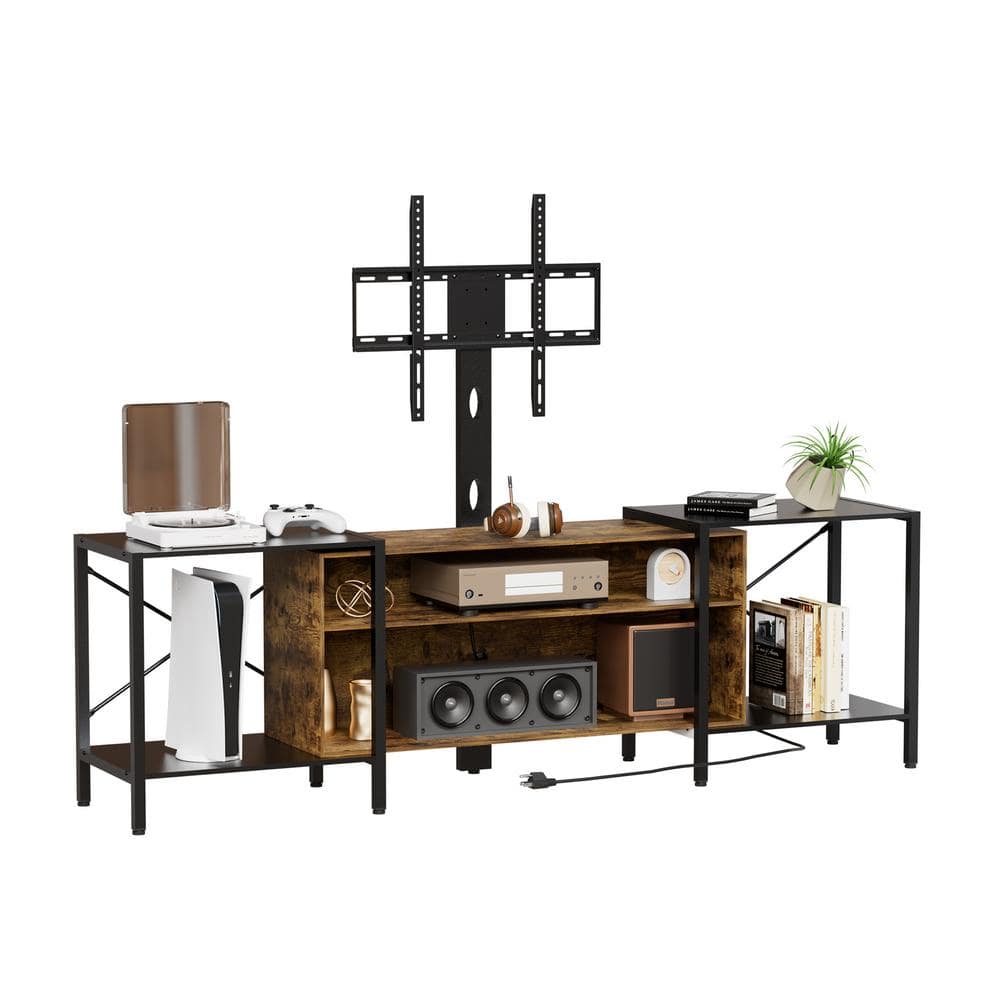 PAKASEPT Rustic Brown TV Stand Fits TVs up to 40 to 80 in. TV Console ...