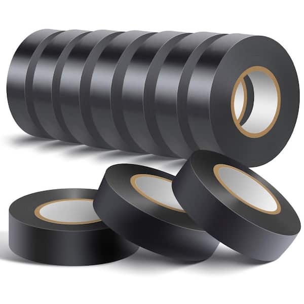 Yichuhaoxi 0.7 in. x 60 ft. Electrical Tape Black 10-Pack Waterproof ...