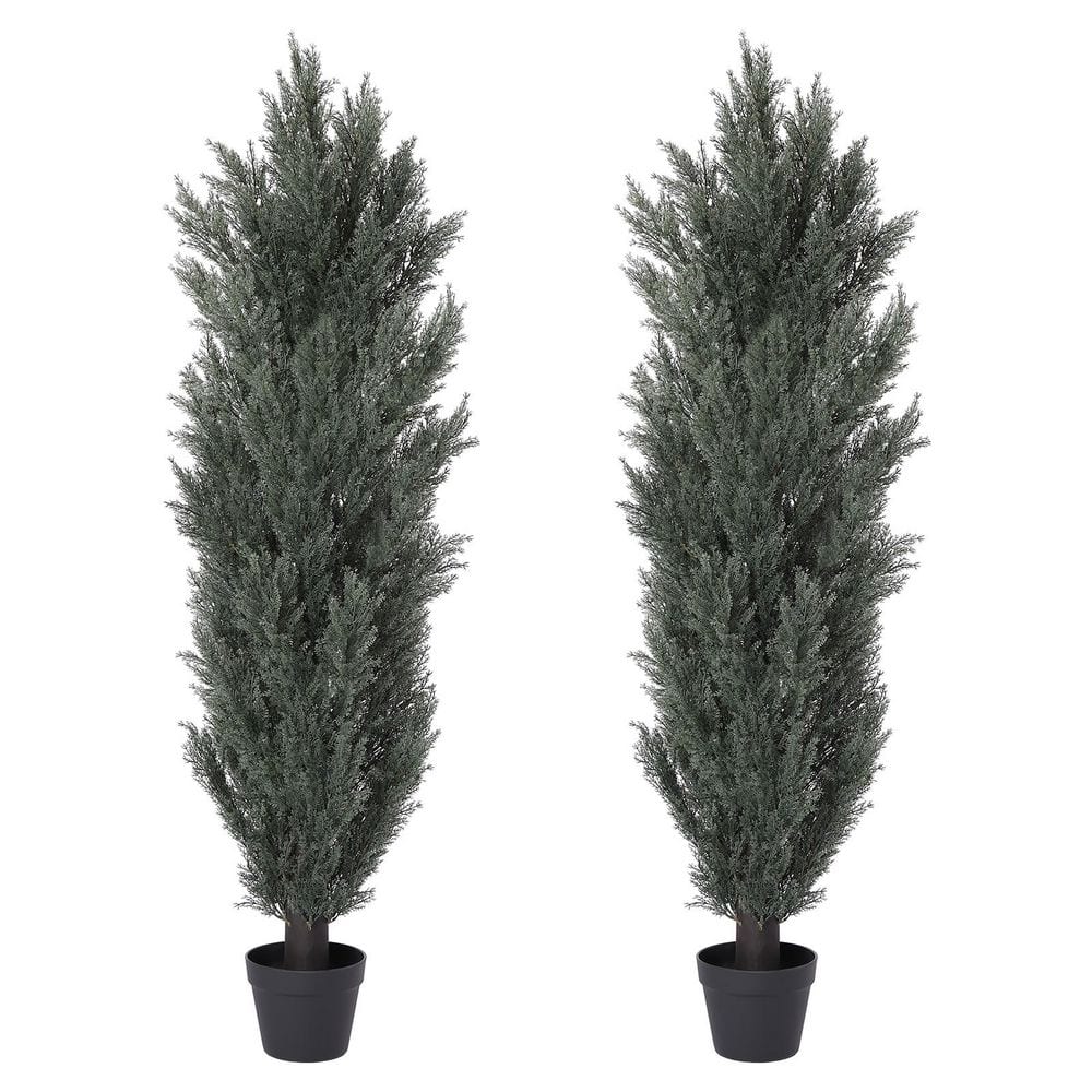 Realistic and Natural Tall Green 5 ft. Artificial Indoor/Outdoor ...