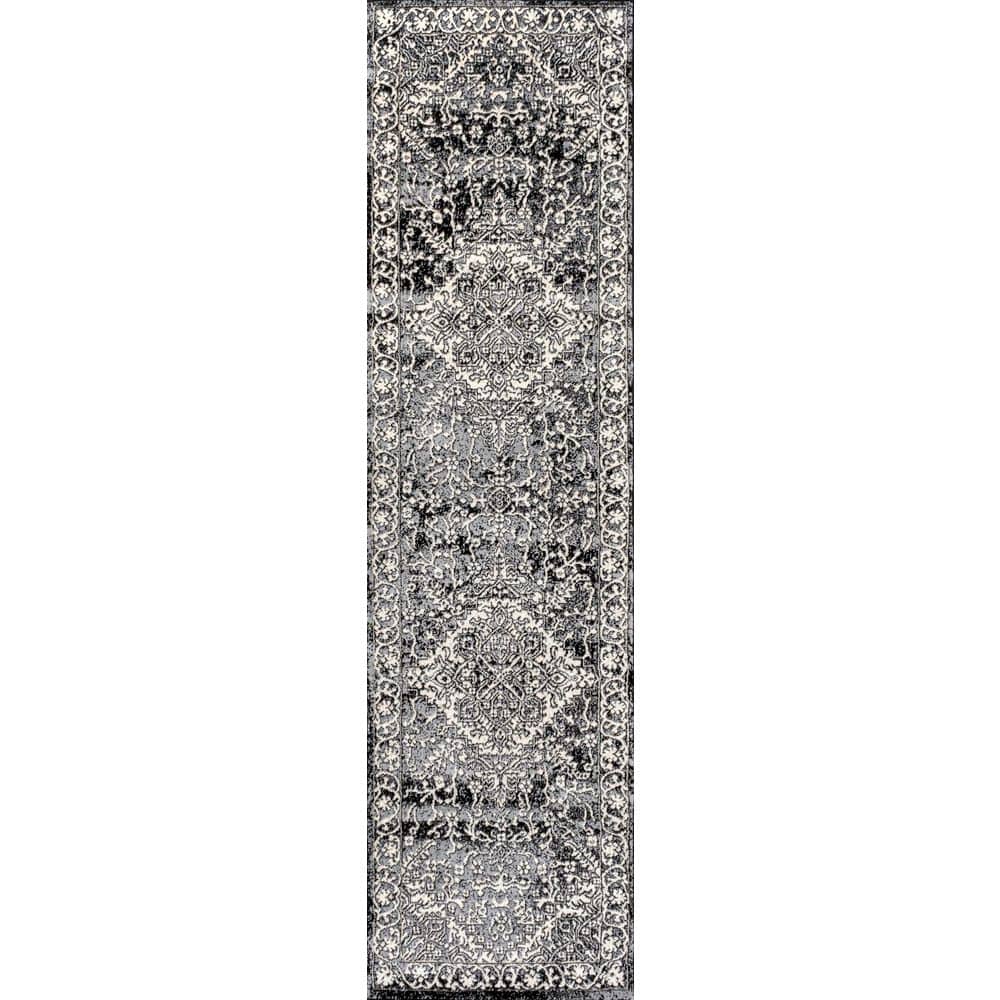 JONATHAN Y Modern 2 ft. x 8 ft. Persian Vintage Medallion Black Runner ...