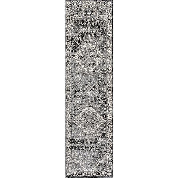 JONATHAN Y Modern 2 ft. x 8 ft. Persian Vintage Medallion Black Runner ...