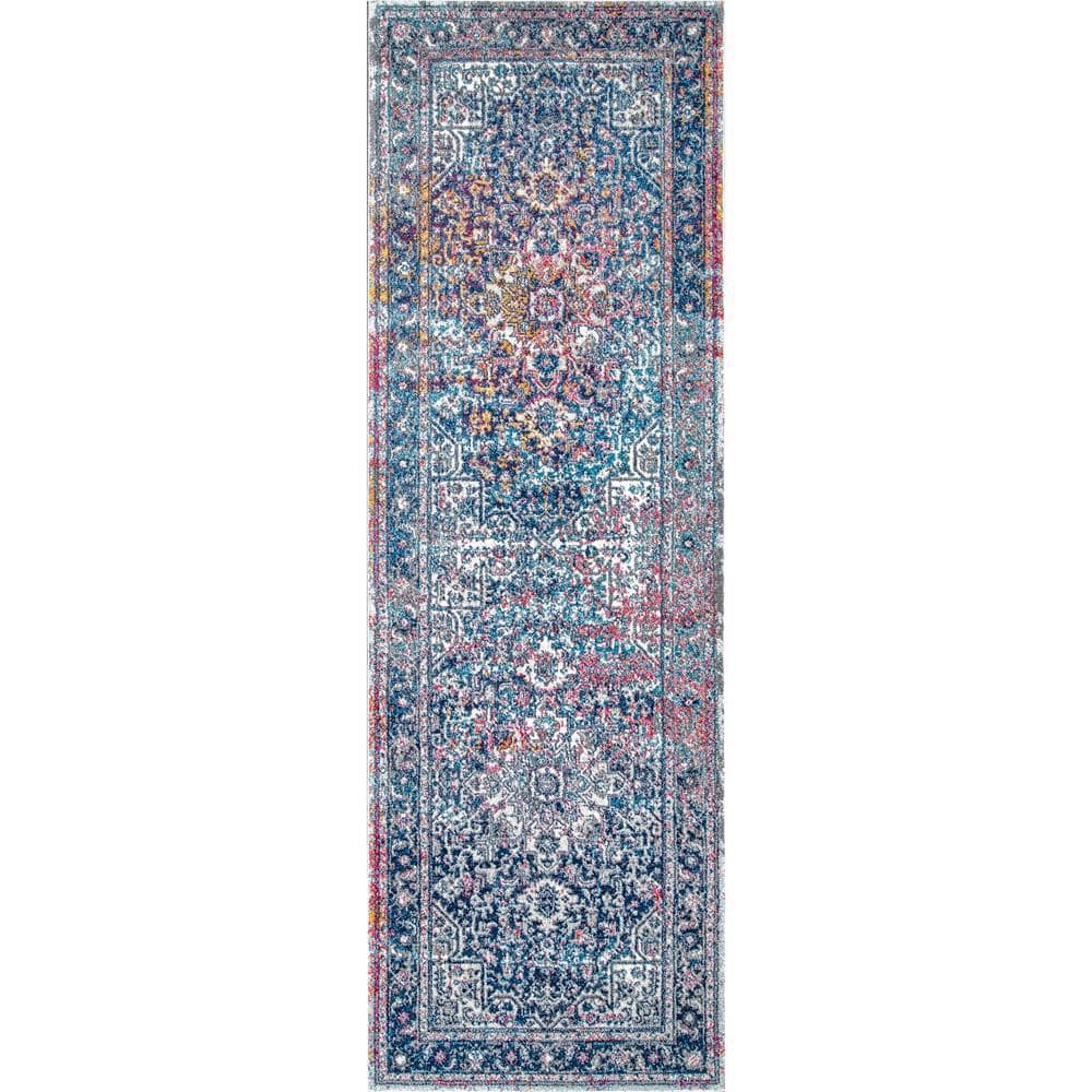nuLOOM Persian Vintage Raylene Blue 2 ft. 6 in. x 14 ft. Runner Rug ...