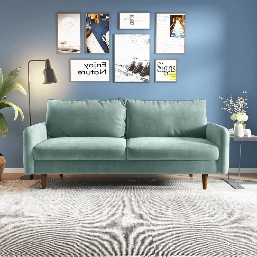 Dwell Home Inc Weston 70" Velvet Round Arm Apartment Rectangle Sofa ...