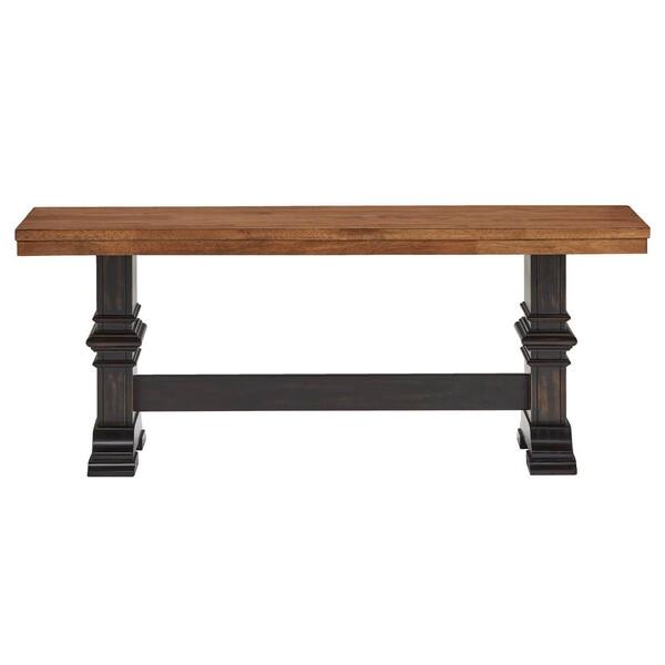 HomeSullivan Two Tone Oak And Antique Black Dining Bench With Trestle ...