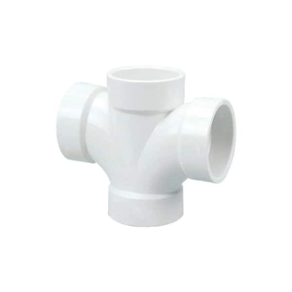 VPC 3 in. PVC DWV All Hub Double Sanitary Tee Fitting 34-LP428-030B ...