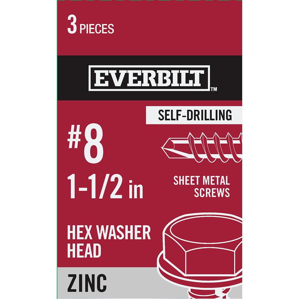 Everbilt #8 x 1-1/2 in. External Hex Flange Hex-Head-Self-Drilling ...