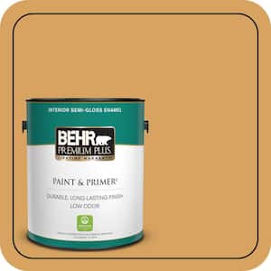 BEHR PREMIUM PLUS 8 oz. #MQ4-10 Amber Brew Semi-Gloss Interior/Exterior ...