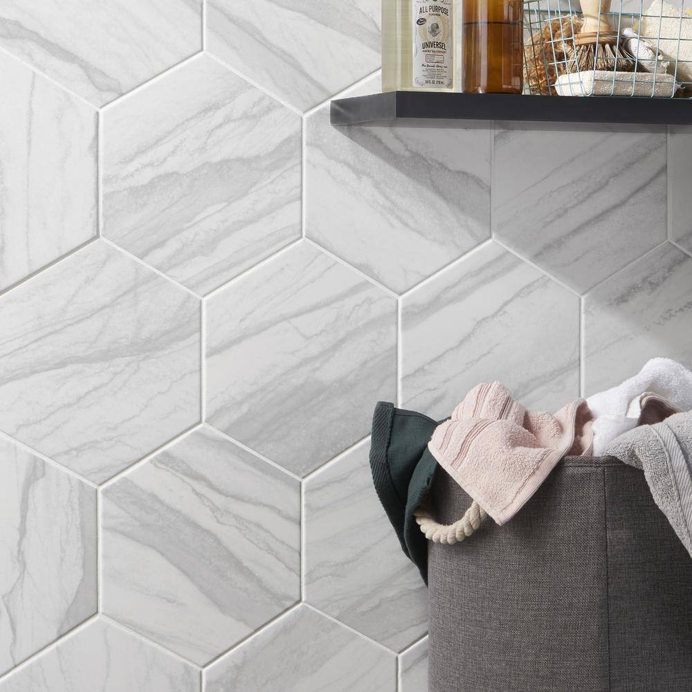 Buy Macauba Hex Gray 10.15 in. x 11.41 in. Matte Porcelain Floor and ...