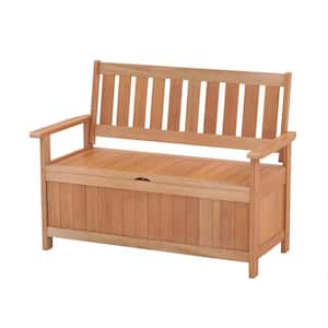 ANGELES HOME 34.2 Gal. Brown Hardwood Outdoor Storage Bench with ...