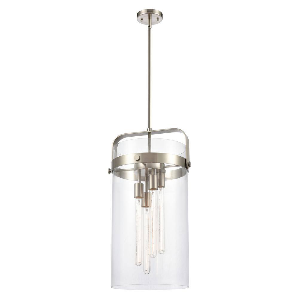 Innovations Pilaster 100-Watt 4-Light Satin Nickel Shaded Mini Pendant ...