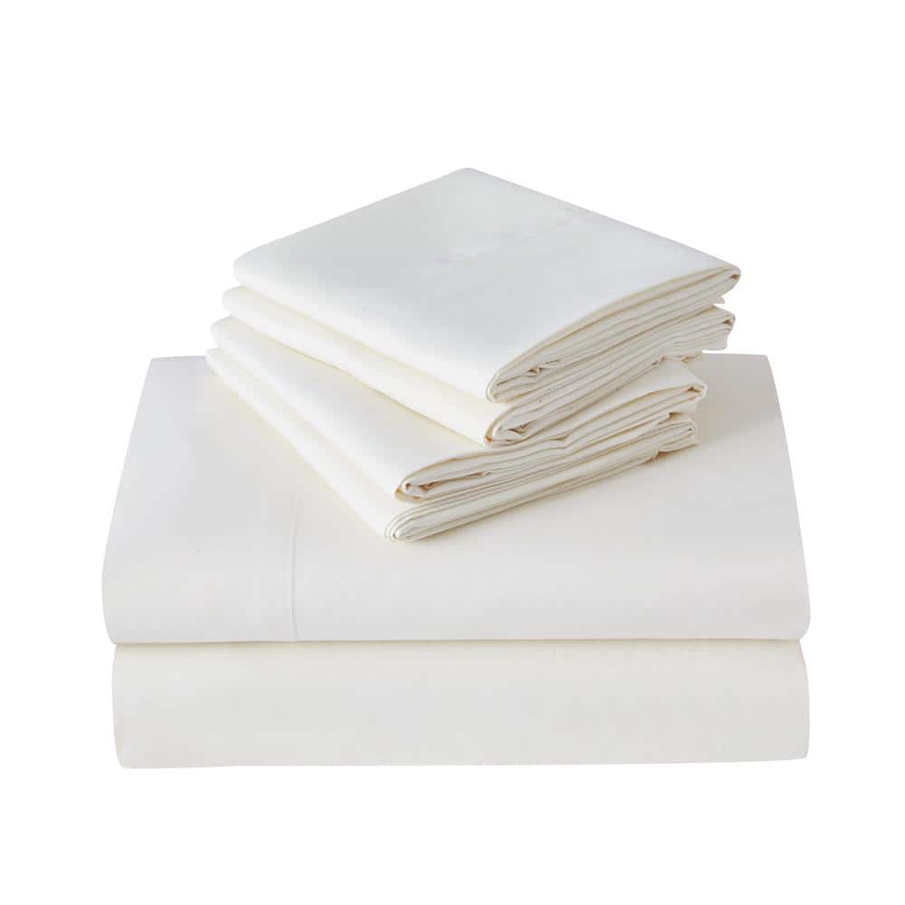 Kathy Ireland 2000TC 6-Piece Ivory Solid Cotton Blend Queen Sheet Set ...