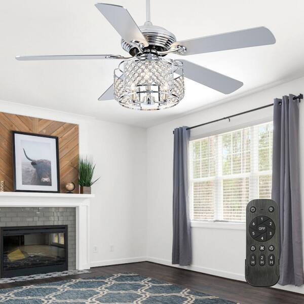 Crossio Modern Crystal Chandelier Ceiling Fan 52 Inch Modern Crystal ...