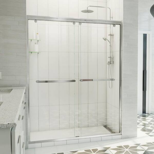DreamLine Charisma-X 60 in. W x 76 in. H Frameless Sliding Bypass Shower Door in Chrome SHDR ...