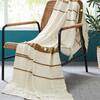 MODERN THREADS Tarek Ivory / Gold Cotton Knit Throw Blanket 5CBKNTRE-GLD-ST - The Home Depot