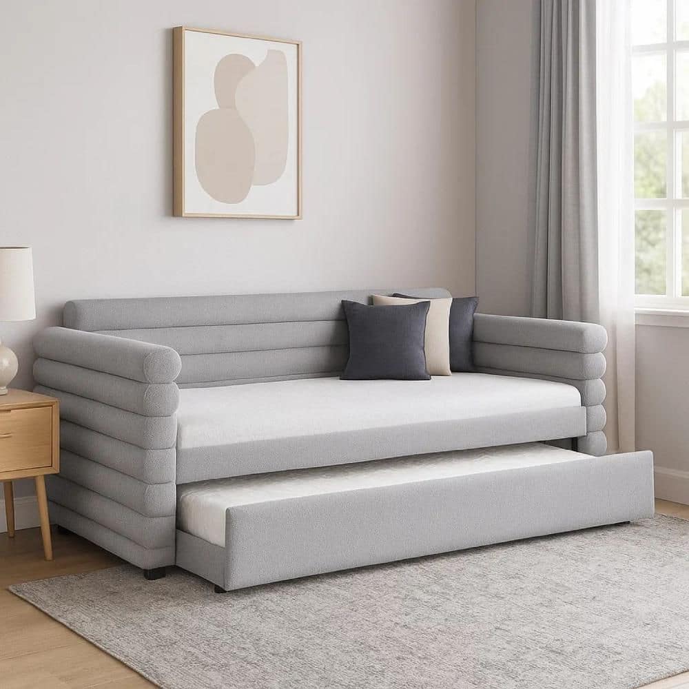 Benjara Ricia Gray and Black Twin Size Daybed with Twin Trundle ...