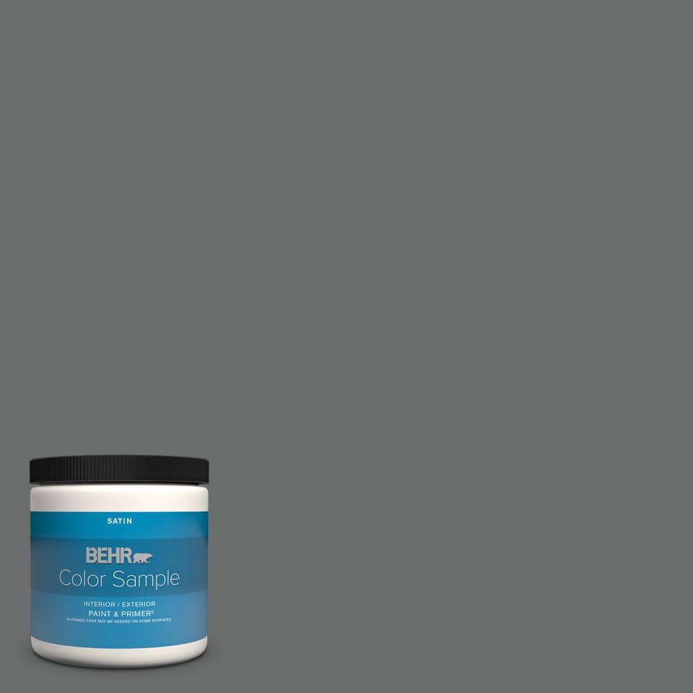 BEHR PREMIUM PLUS 8 oz. #770F-5 Dark Ash Satin Enamel Interior/Exterior ...