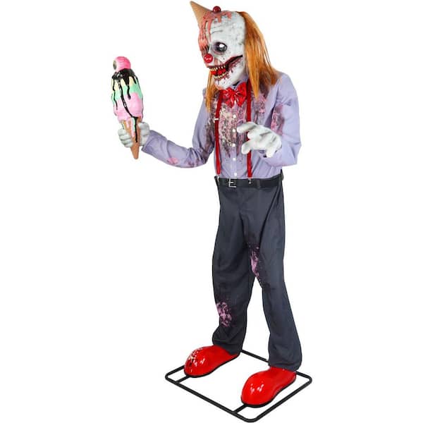 Haunted Hill Farm 6.9 ft. Life-Size Motion-Sensor I Scream Clown ...