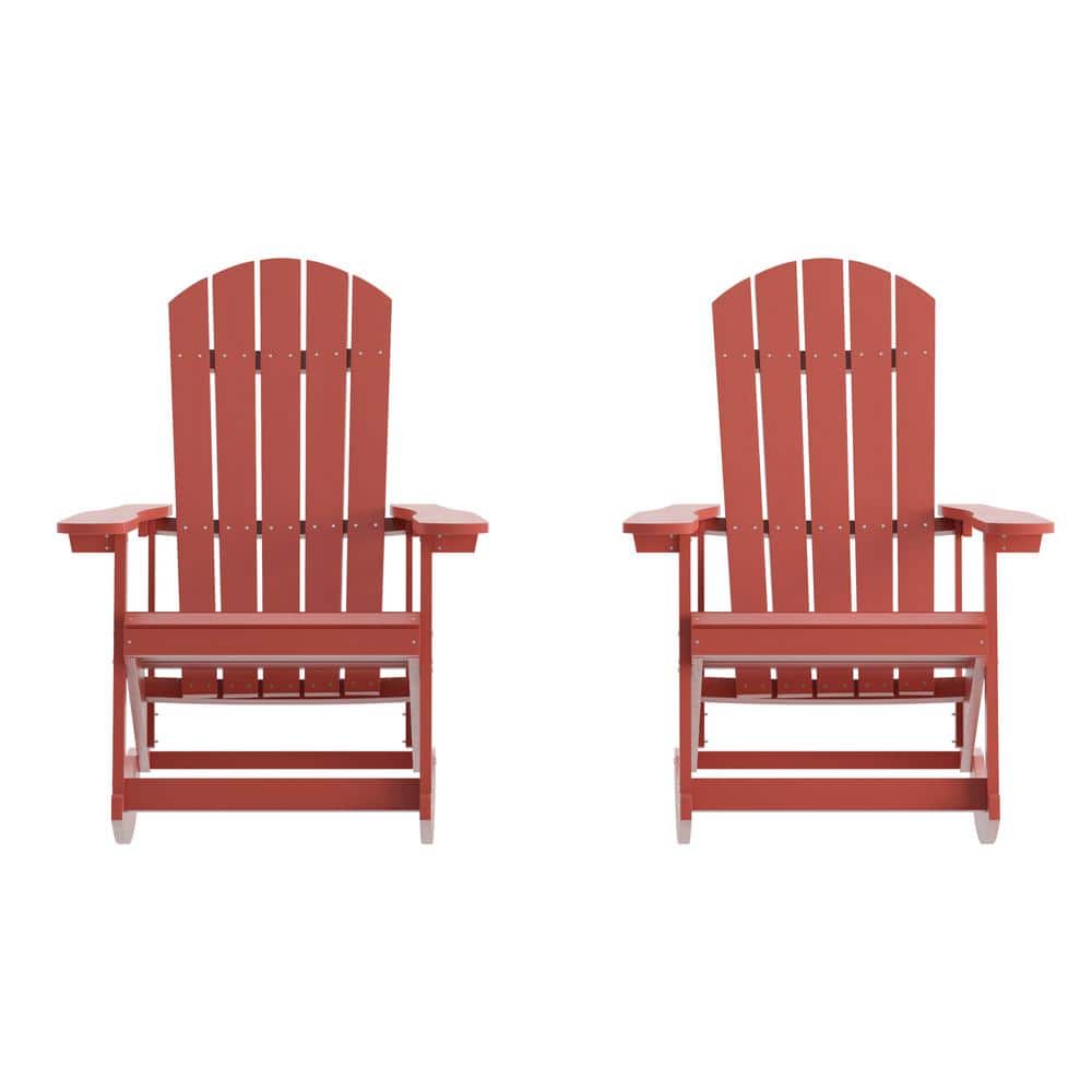 TAYLOR + LOGAN Red Plastic Outdoor Rocking Chair in Red (Set of 2) RO ...
