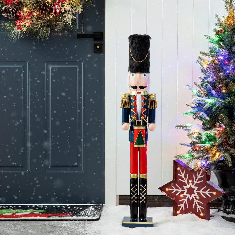 Glitzhome 36 in. H Wooden Christmas Drummer Nutcracker 2010100049 - The ...