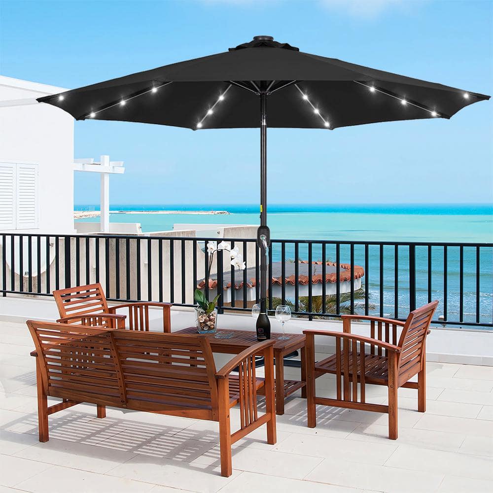 9 ft. Patio Umbrella Title Led Adjustable Large Beach Umbrella For ...