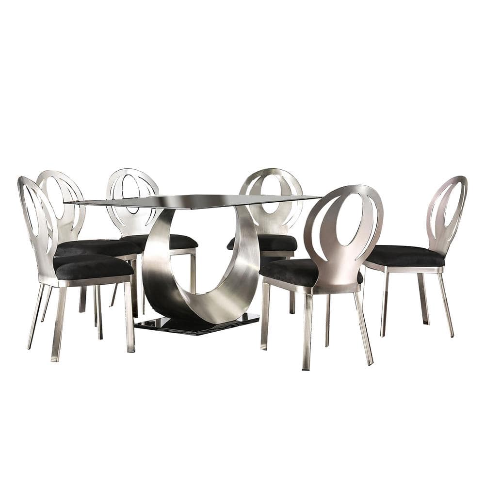 William's Home Furnishing Orla Silver Table Set CM3726T-7PC - The Home ...