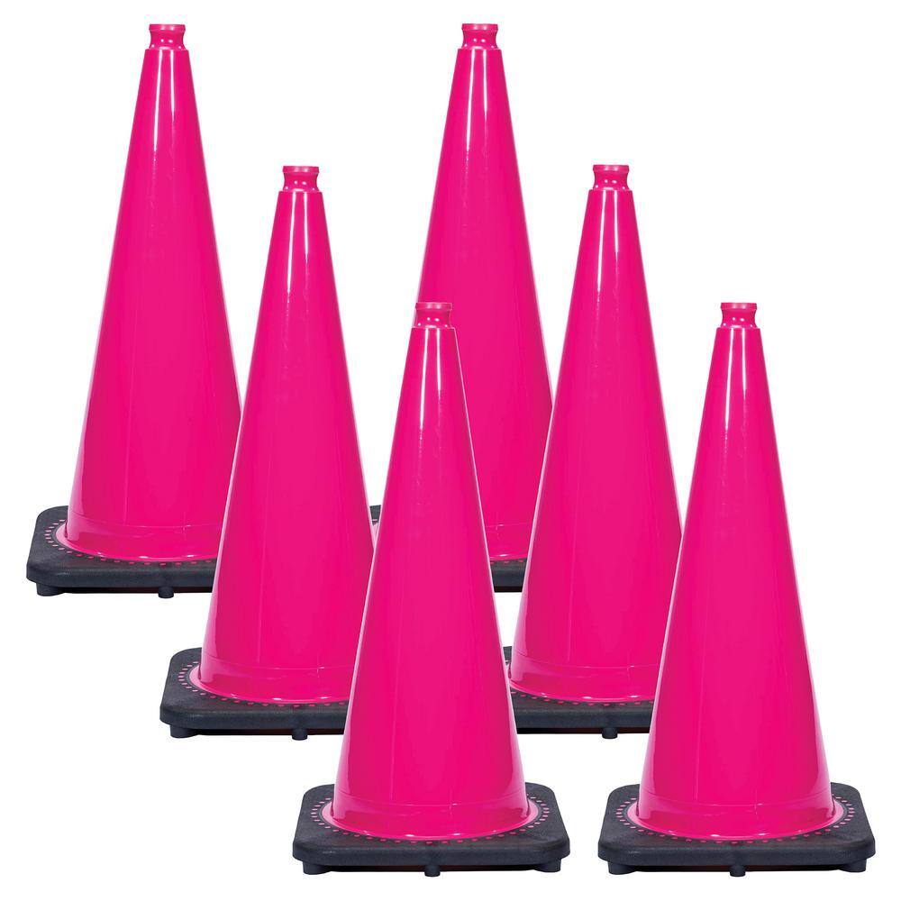 Mr. Chain 28 in. Safety Pink Traffic Cones (6-Pack) 97525-6 - The Home ...